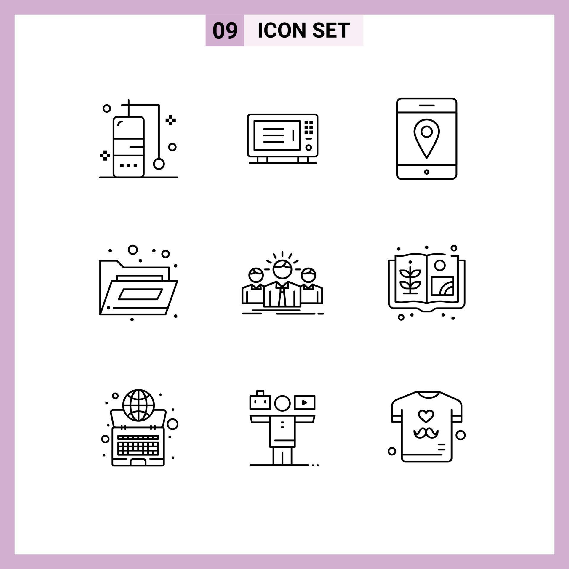 Set of 9 Vector Outlines on Grid for leader employee maps career ...