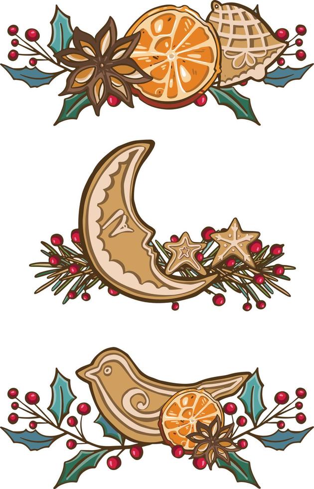 Christmas decorative ornaments, set. Vector 14587087 Vector Art at Vecteezy