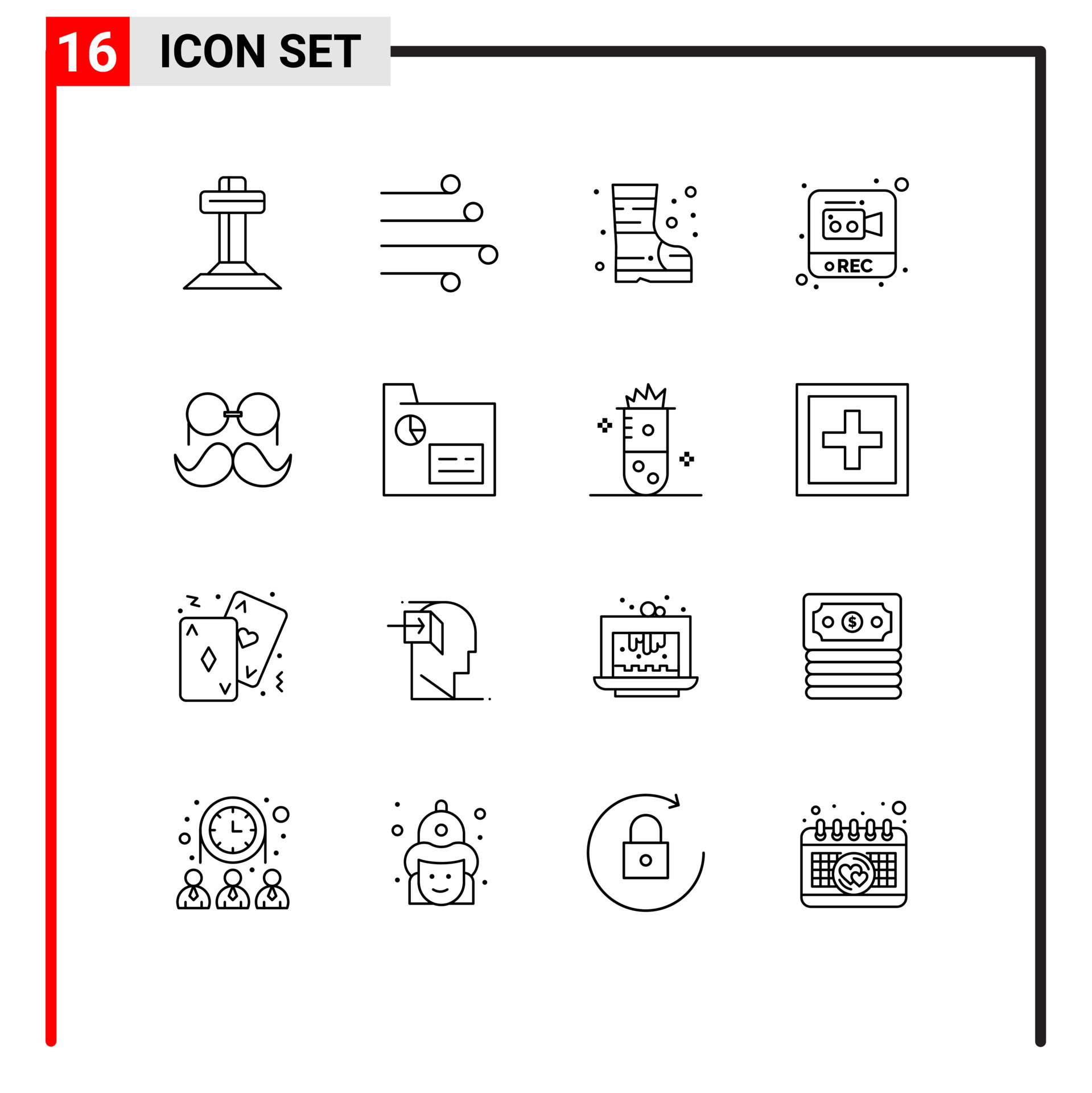 16 Universal Outlines Set For Web And Mobile Applications Hipster Video Wind Recording