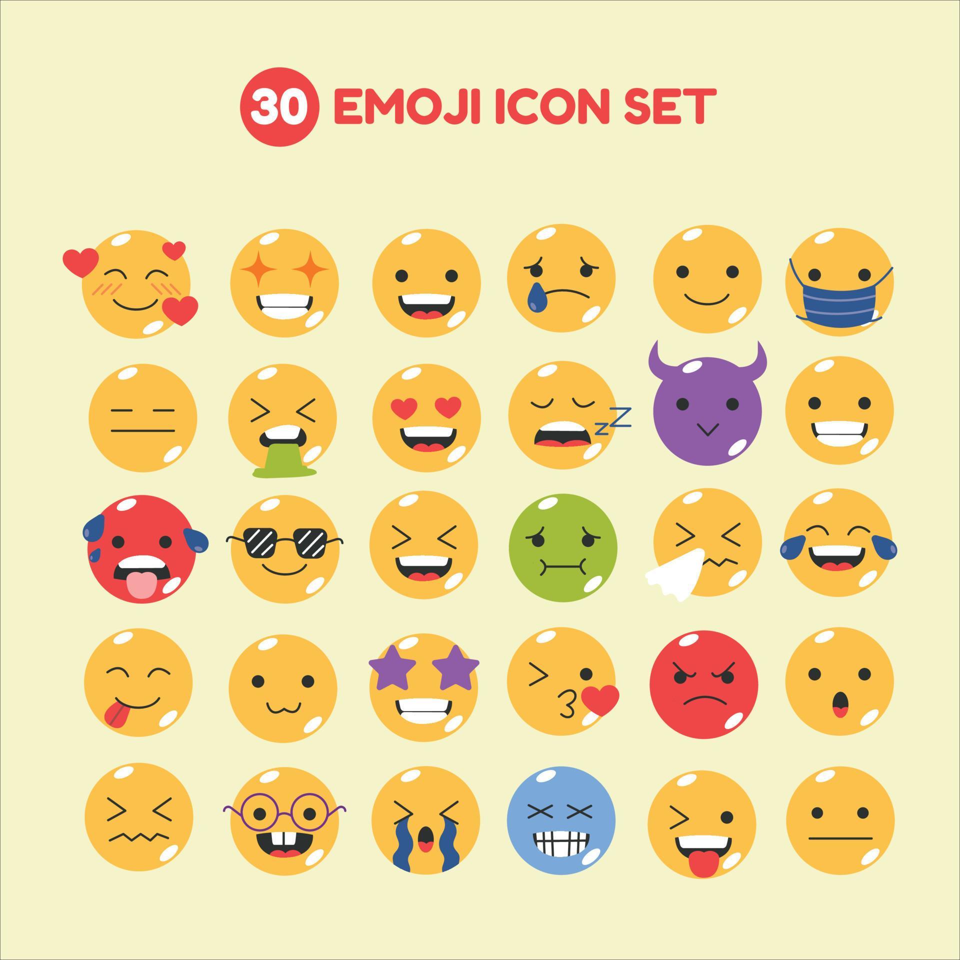 Emoji icon set 14603655 Vector Art at Vecteezy