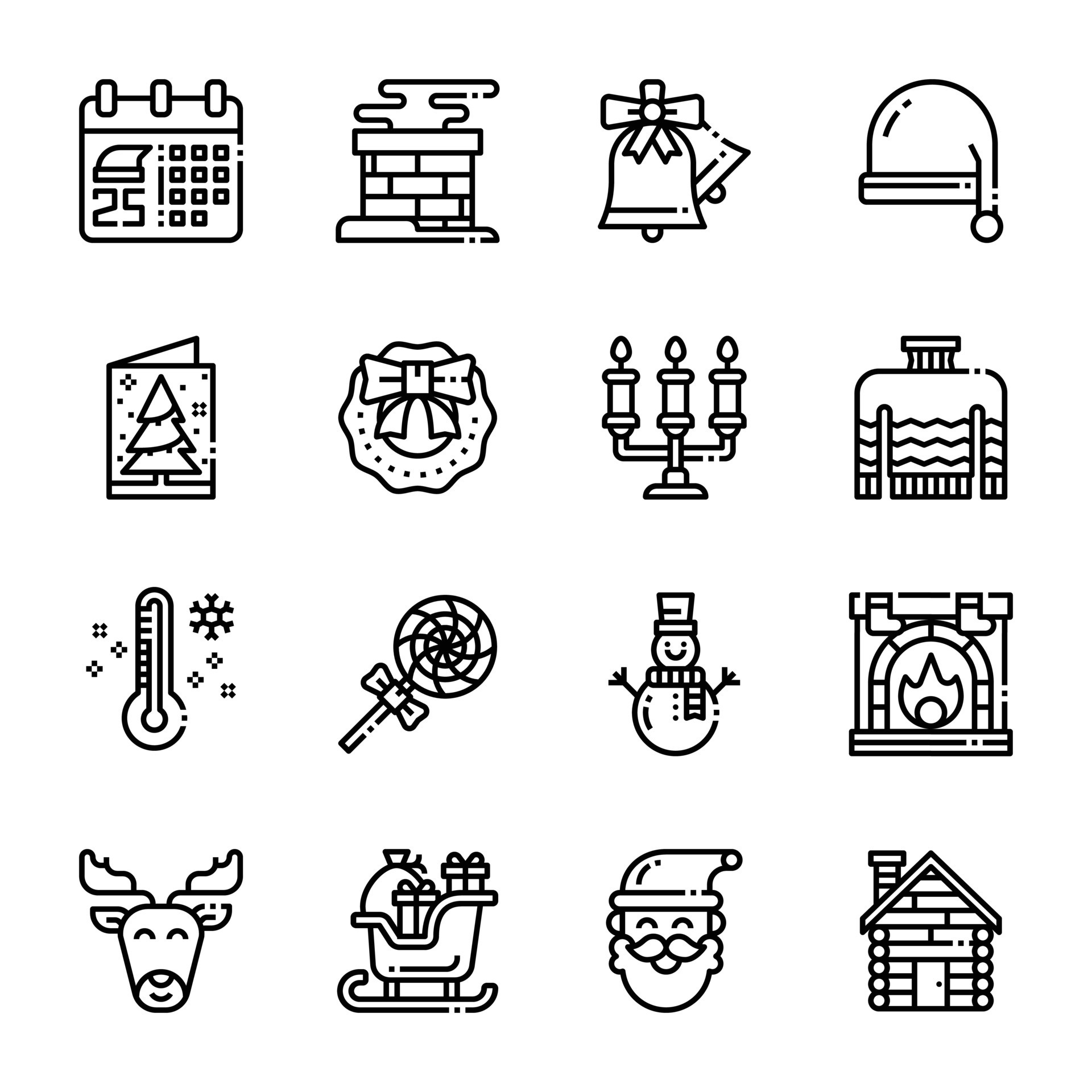 Christmas Icons set. Vector Illustration, snowman, holiday, santa ...