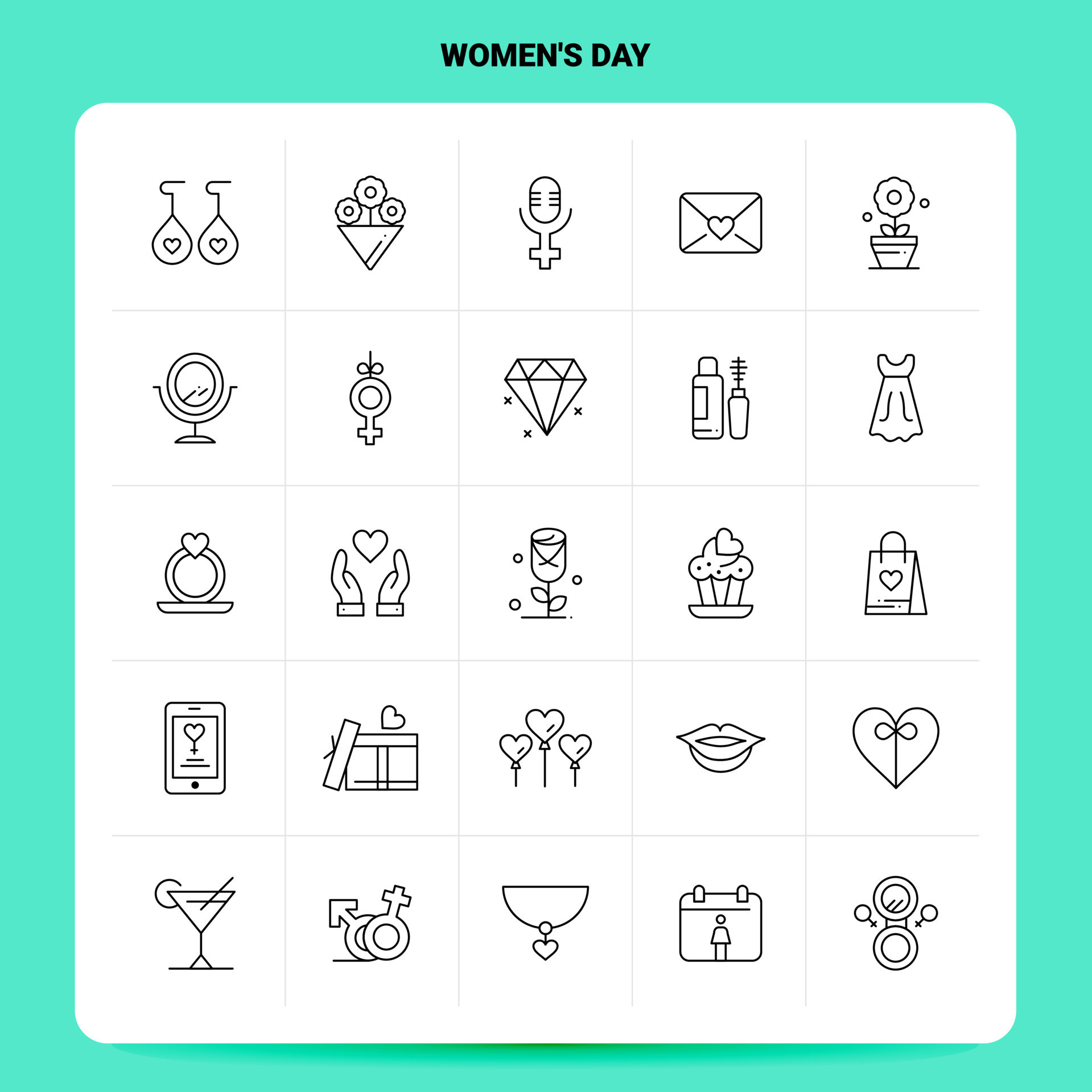 Outline 25 Womens Day Icon Set Vector Line Style Design Black Icons Set Linear Pictogram Pack