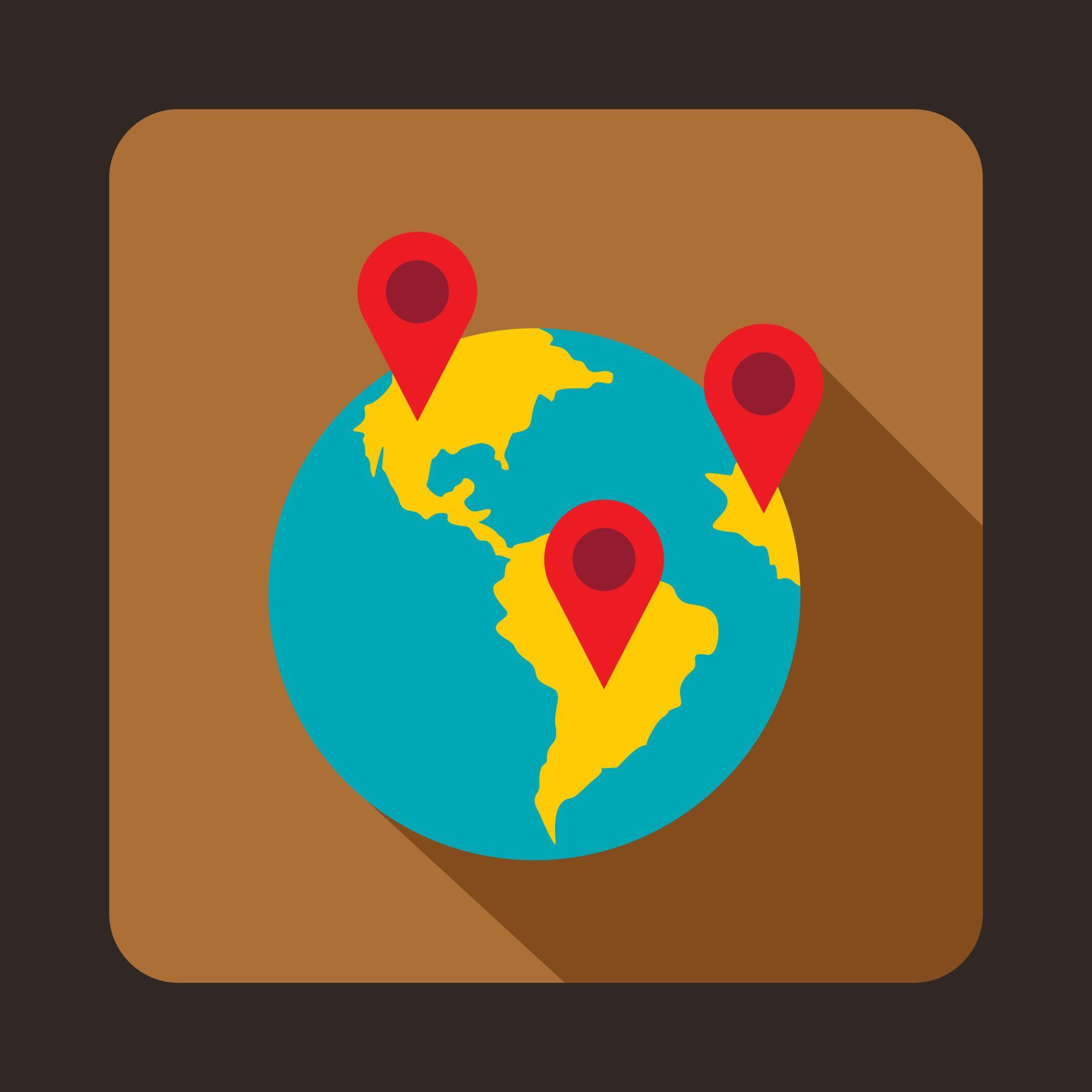 Globe and map pointers icon 14607264 Vector Art at Vecteezy
