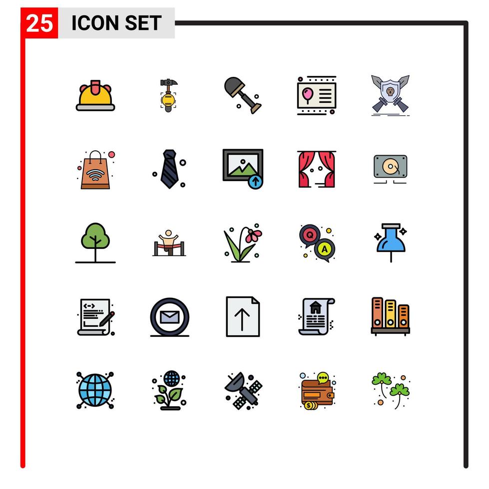 Stock Vector Icon Pack of 25 Line Signs and Symbols for game badge ...