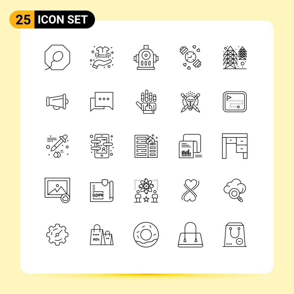 Line Pack of 25 Universal Symbols of megaphone tower hydrant power ...