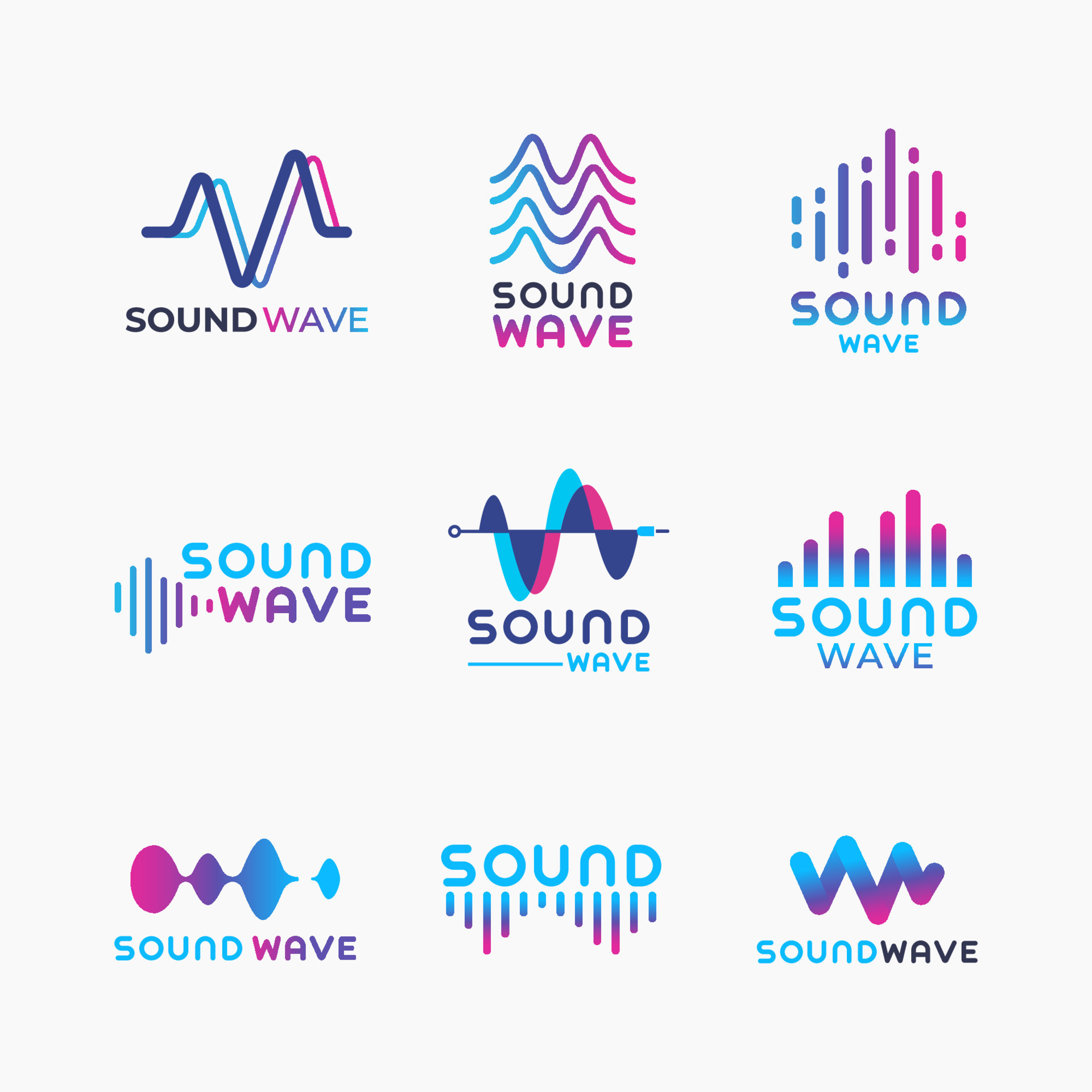 Set of Sound Wave Logo 14612747 Vector Art at Vecteezy