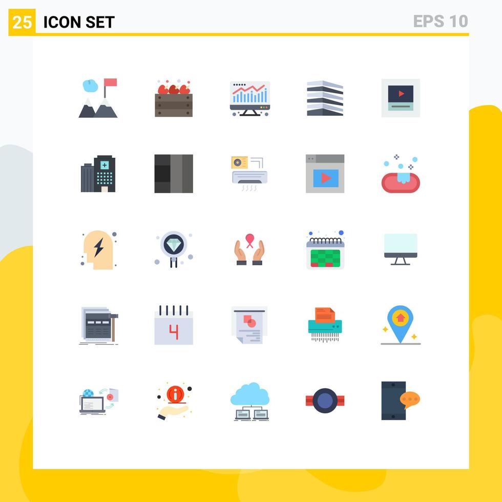 Set Of 25 Vector Flat Colors On Grid For Wireframe Layout Chart Estate Office Editable Vector