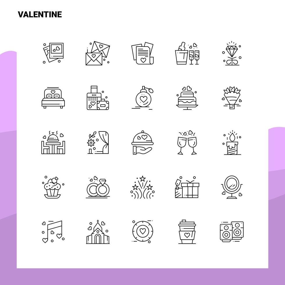Set Of Valentine Line Icon Set 25 Icons Vector Minimalism Style Design Black Icons Set Linear
