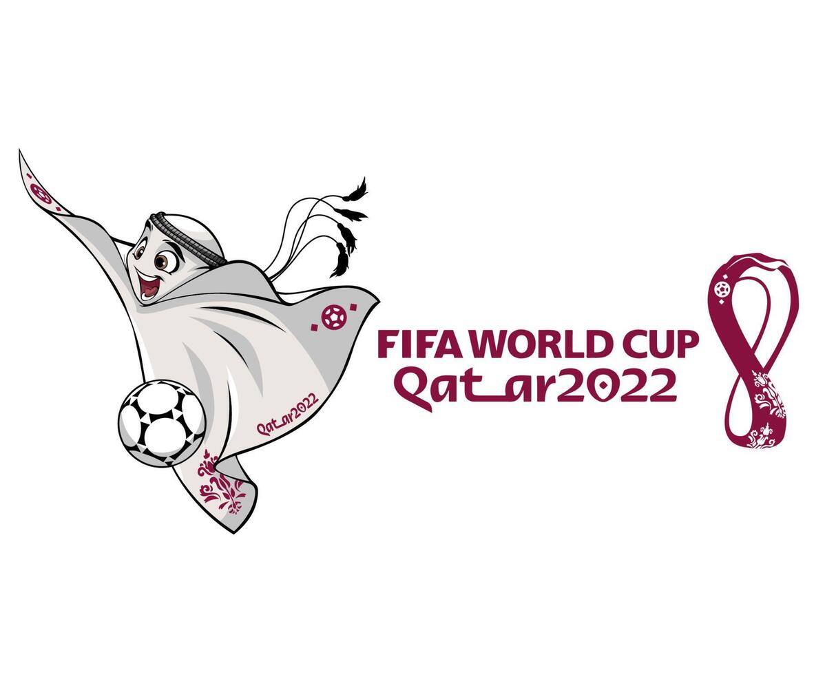 mascota de la copa mundial de la fifa qatar 2022 con logotipo oficial y diseño de símbolo de ...