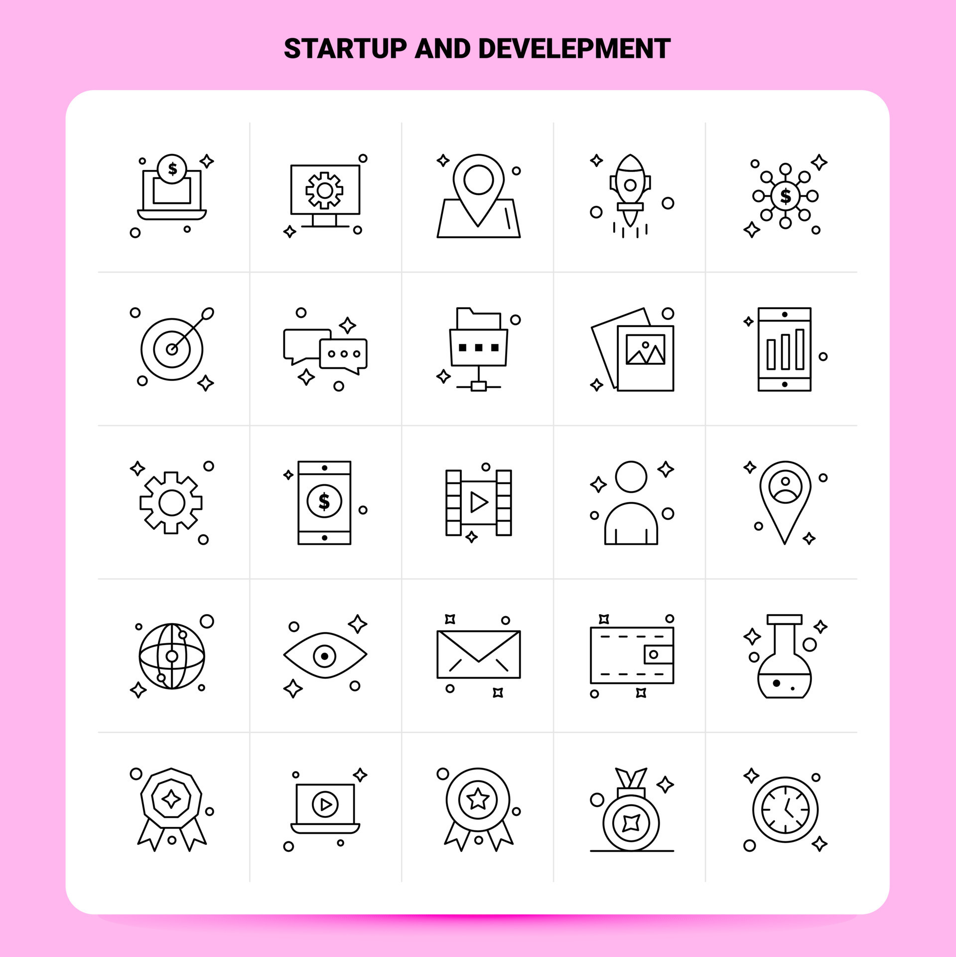 OutLine 25 Startup And Develepment Icon set Vector Line Style Design ...