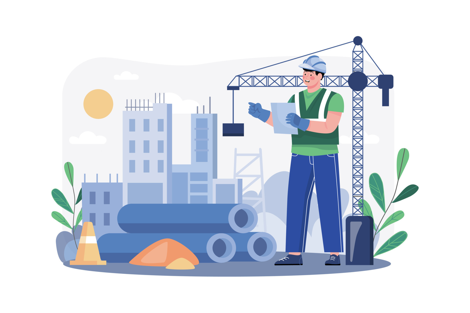 Civil Engineer Illustration concept. A flat illustration isolated on ...