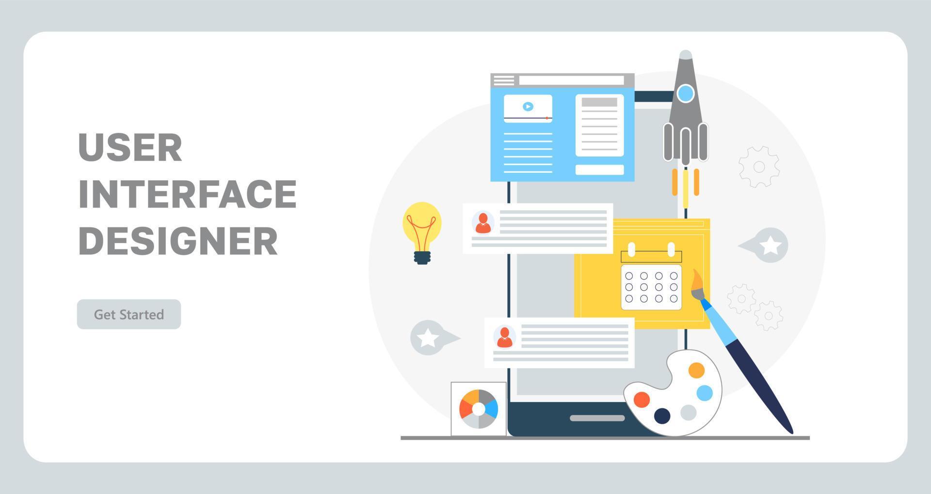 User Interface Designer Concept Vector Ui Ux App Template Creation Installation Creating