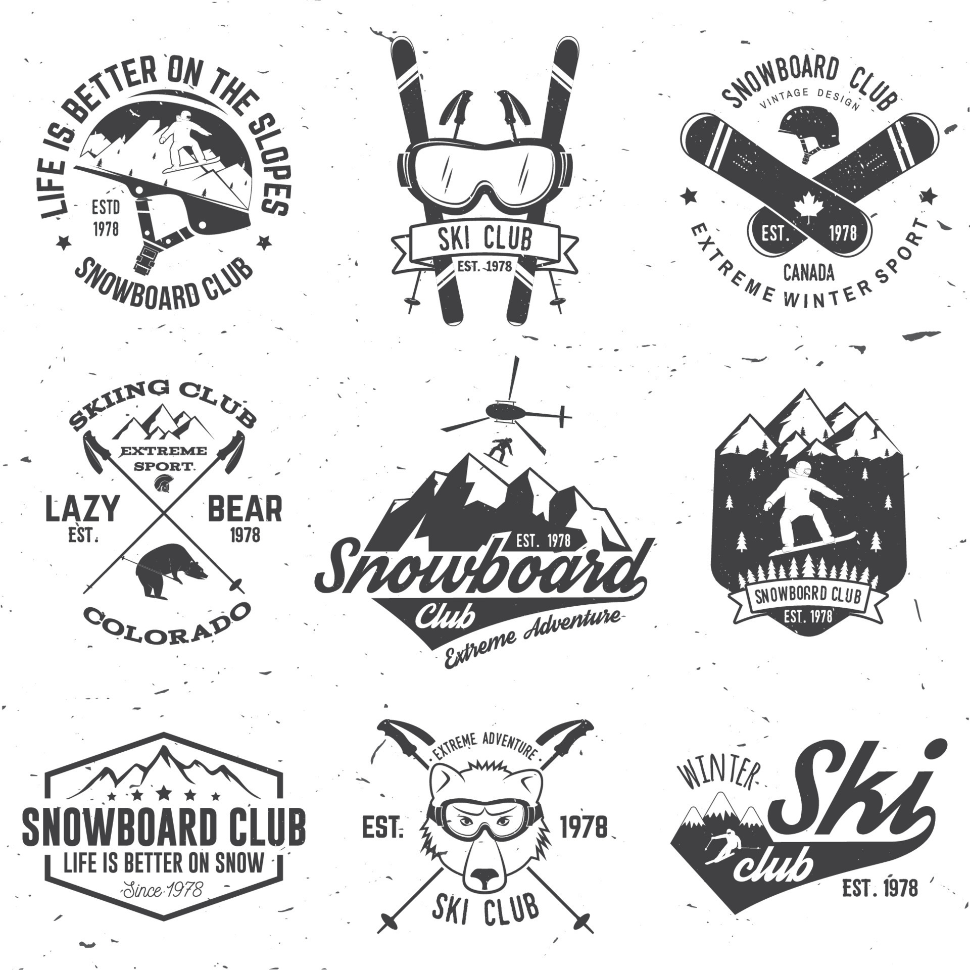 Ski and Snowboard Club emblem. Vector illustration. 14619959 Vector Art ...