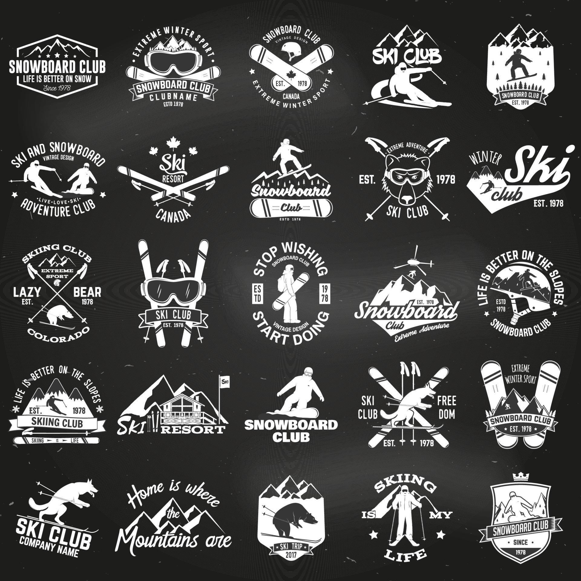 Ski and Snowboard Club emblem. Vector illustration. 14620004 Vector Art ...