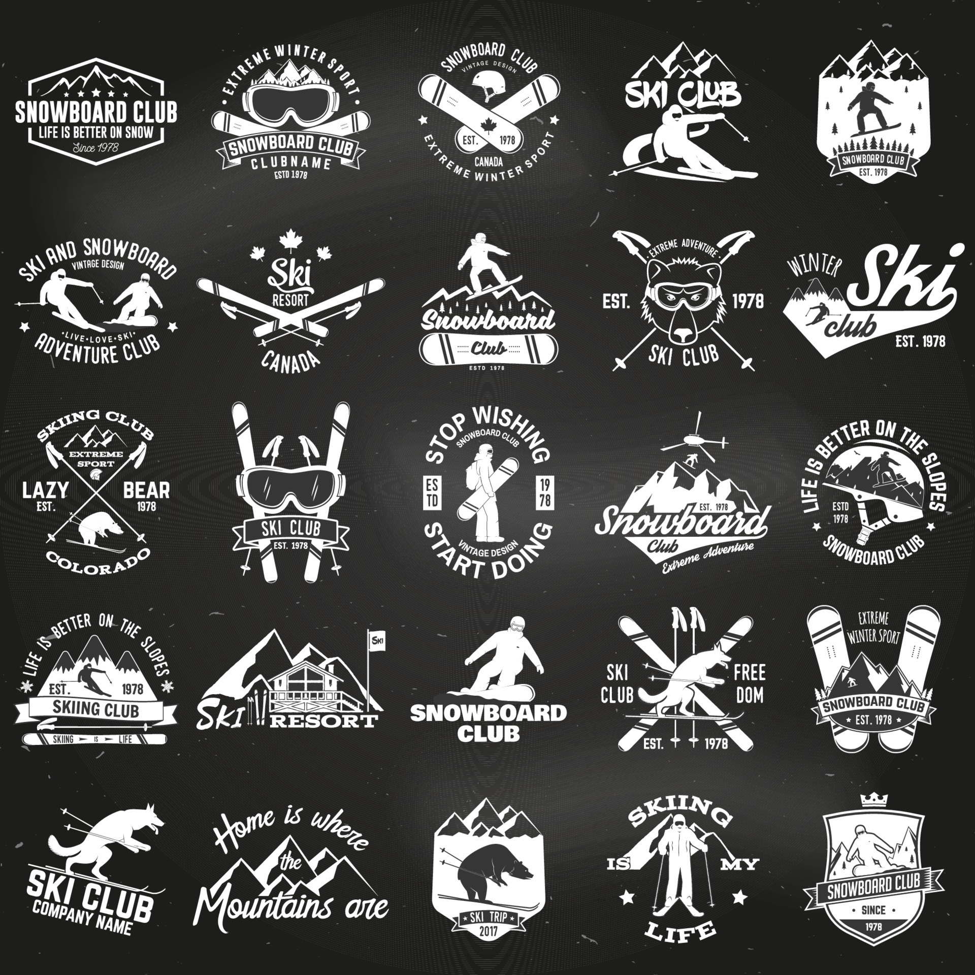 Ski and Snowboard Club emblem. Vector illustration. 14620004 Vector Art ...