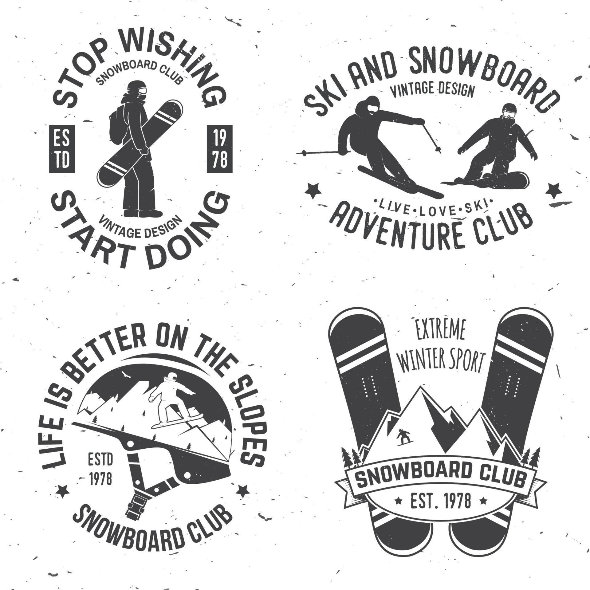 Set of Ski and Snowboard Club insignia Badges. 14620164 Vector Art at ...