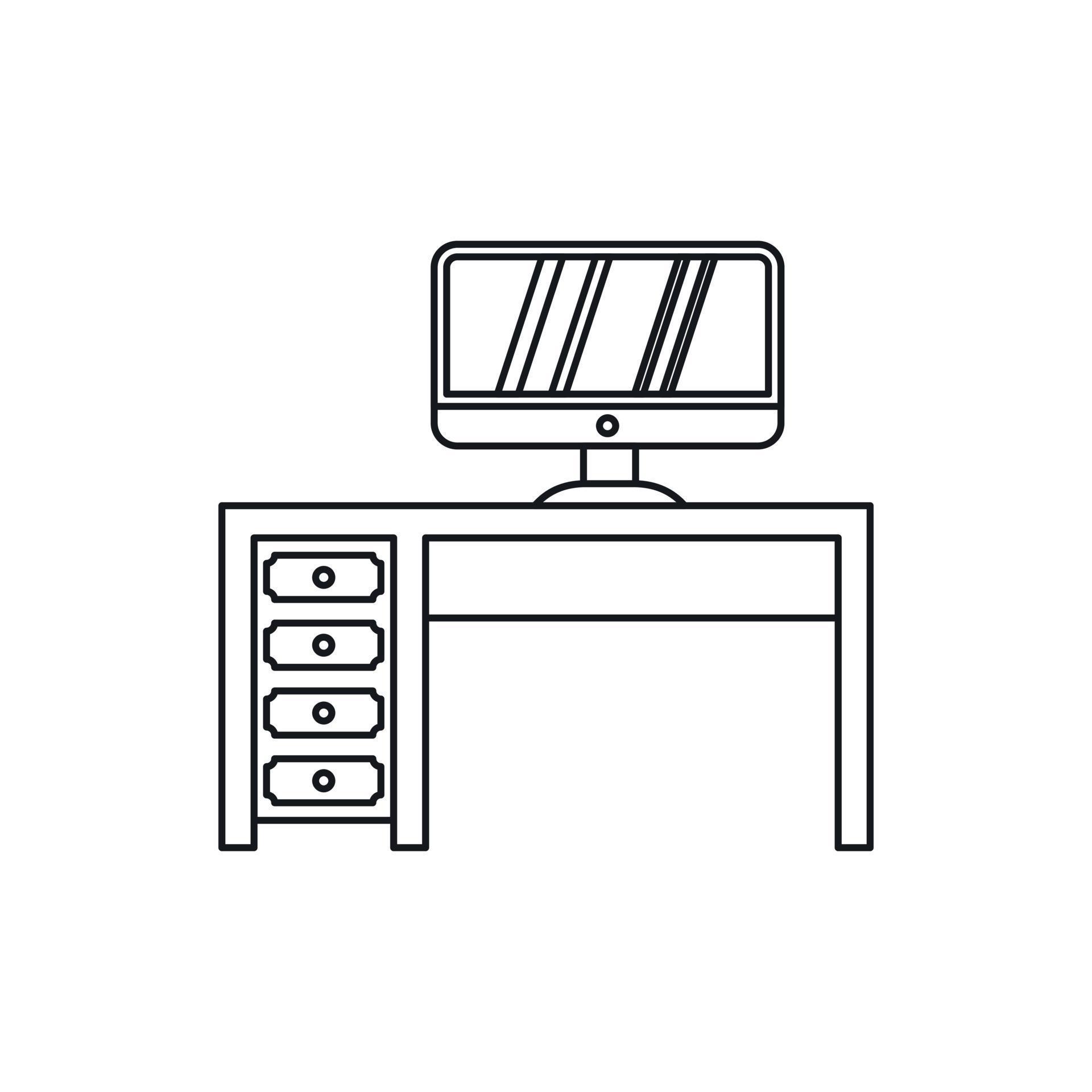 Desktop with computer icon, outline style 14622186 Vector Art at Vecteezy