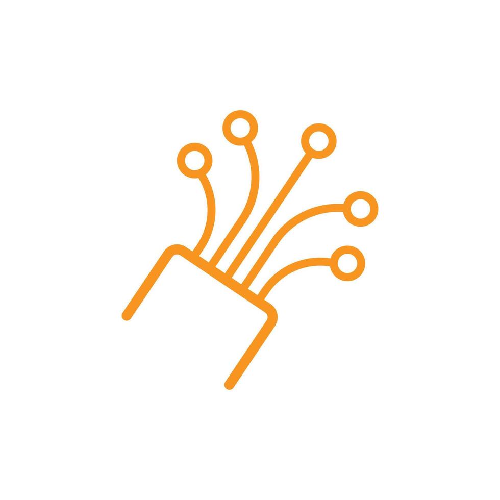 Eps10 Orange Vector Fiber Optic Cable Line Art Icon Isolated On White Background Electric Cable