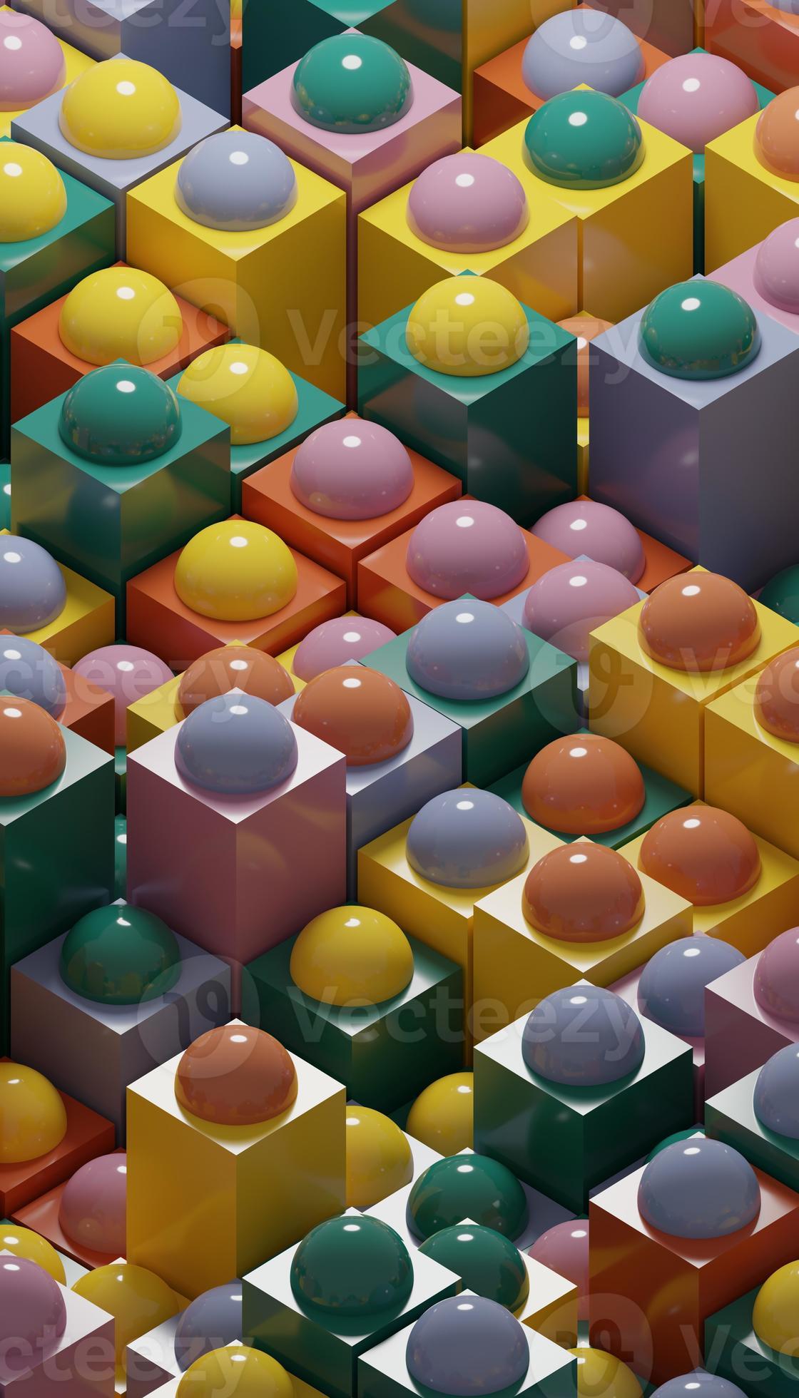 3D rendering Cube abstract technology background with colored bright ...