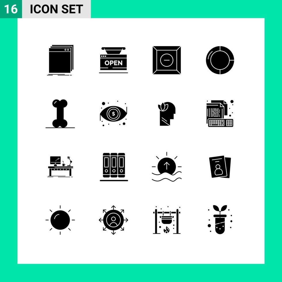 User Interface Pack of 16 Basic Solid Glyphs of anatomy finance web chart product Editable ...