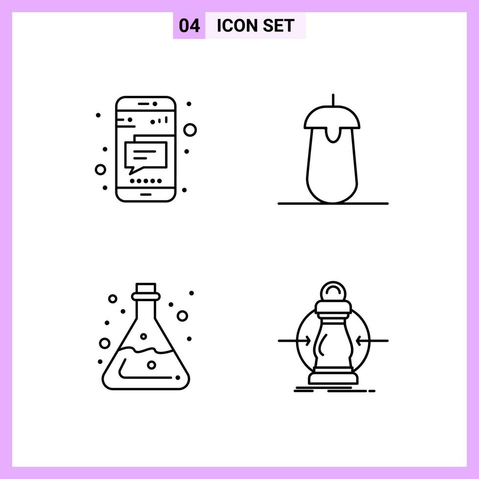 4 Icons In Line Style Outline Symbols On White Background Creative Vector Signs For Web Mobile