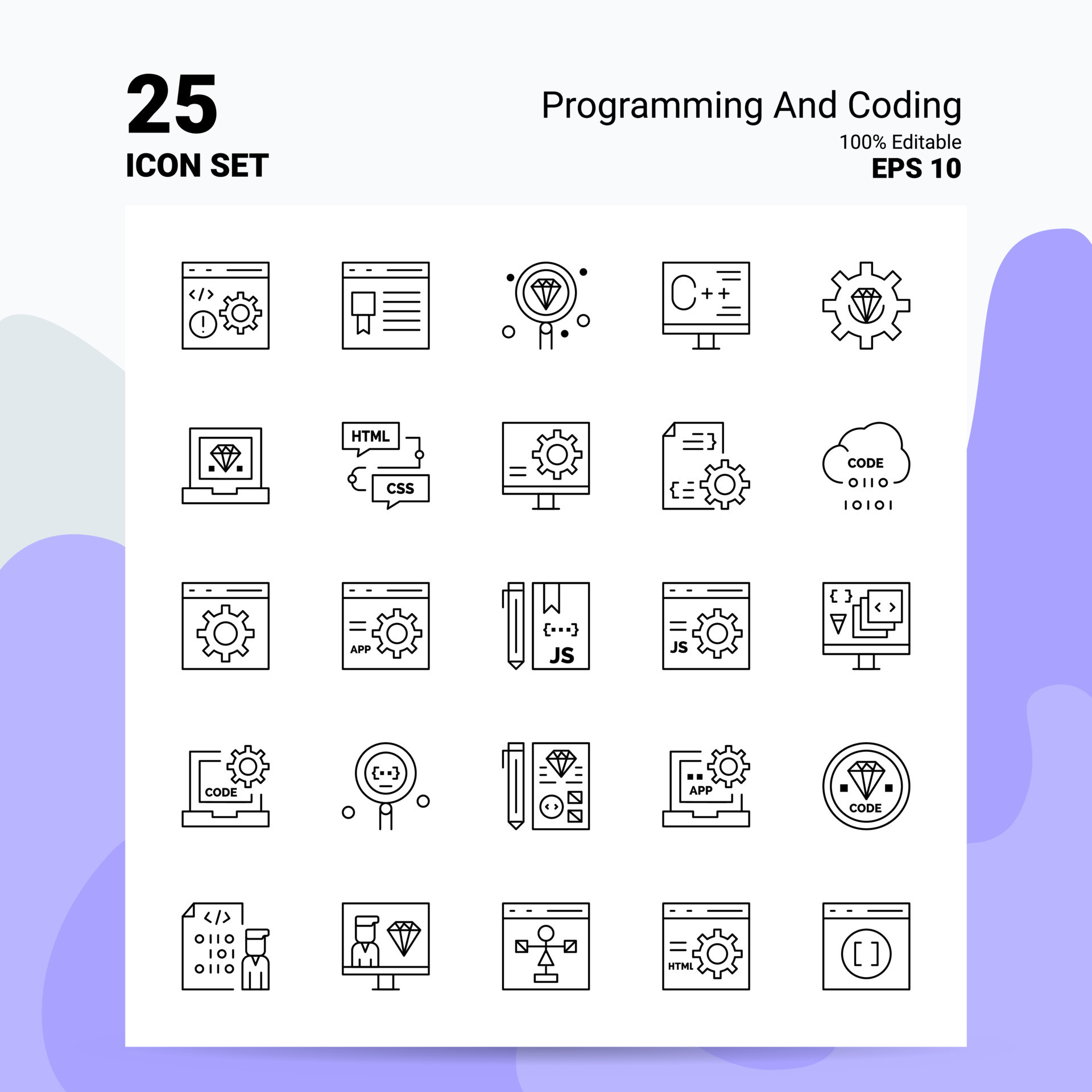 25 Programming And Coding Icon Set 100 Editable EPS 10 Files Business ...
