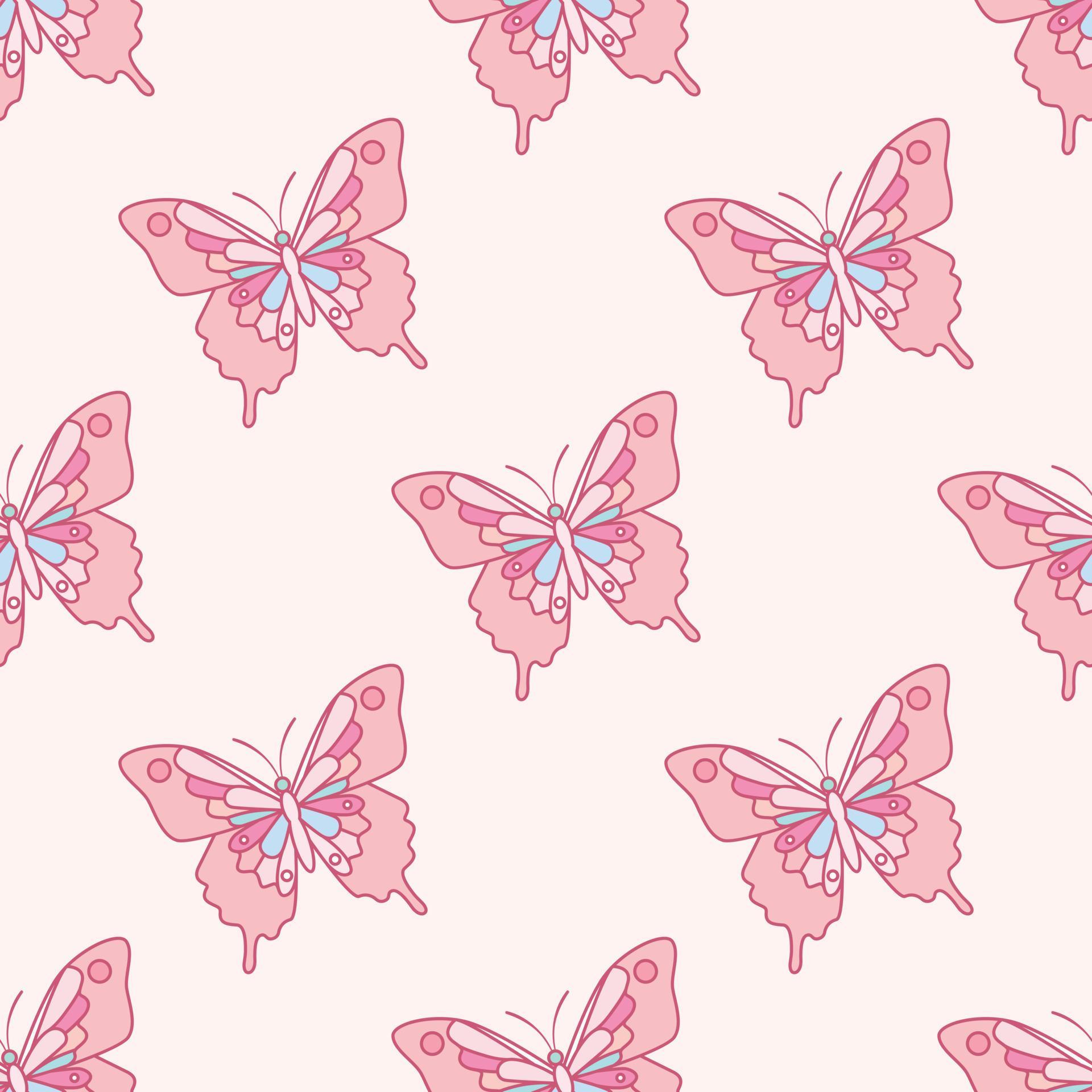 Pink butterfly repeat pattern, seamless repeating tile 14634024 Vector ...