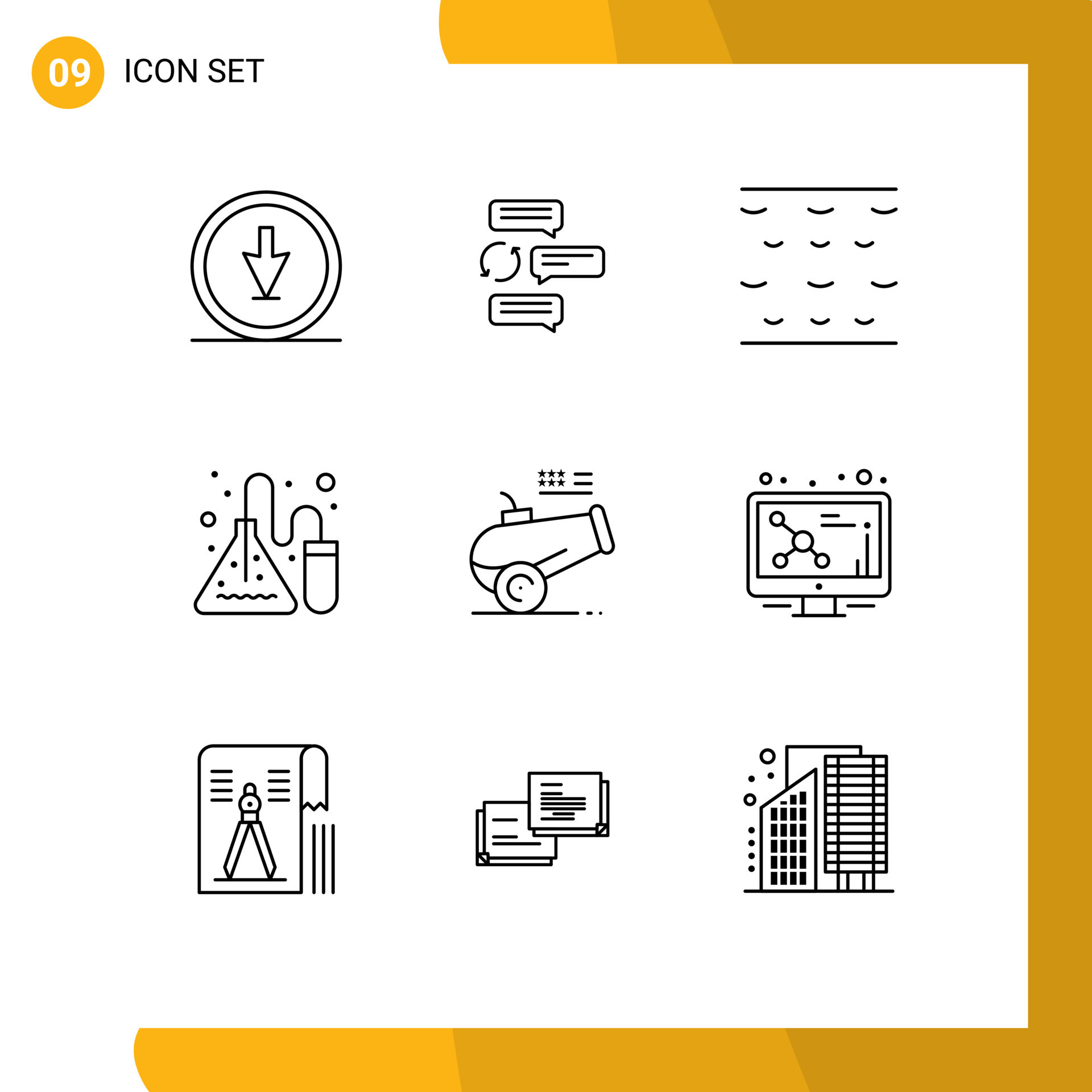 Outline Pack of 9 Universal Symbols of lab lab dialogue experiment ...