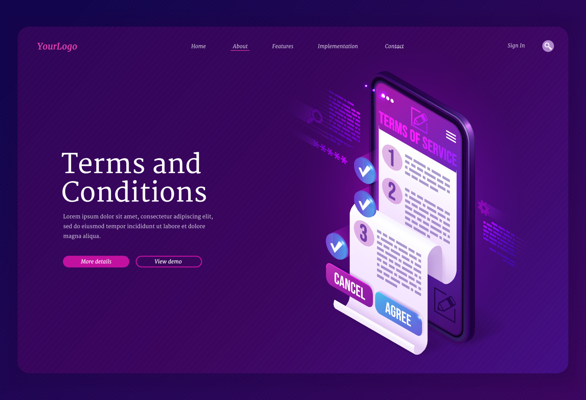 Terms and conditions isometric landing page banner 14634390 Vector Art ... Terms and conditions isometric landing page banner 14634390 Vector Art ...