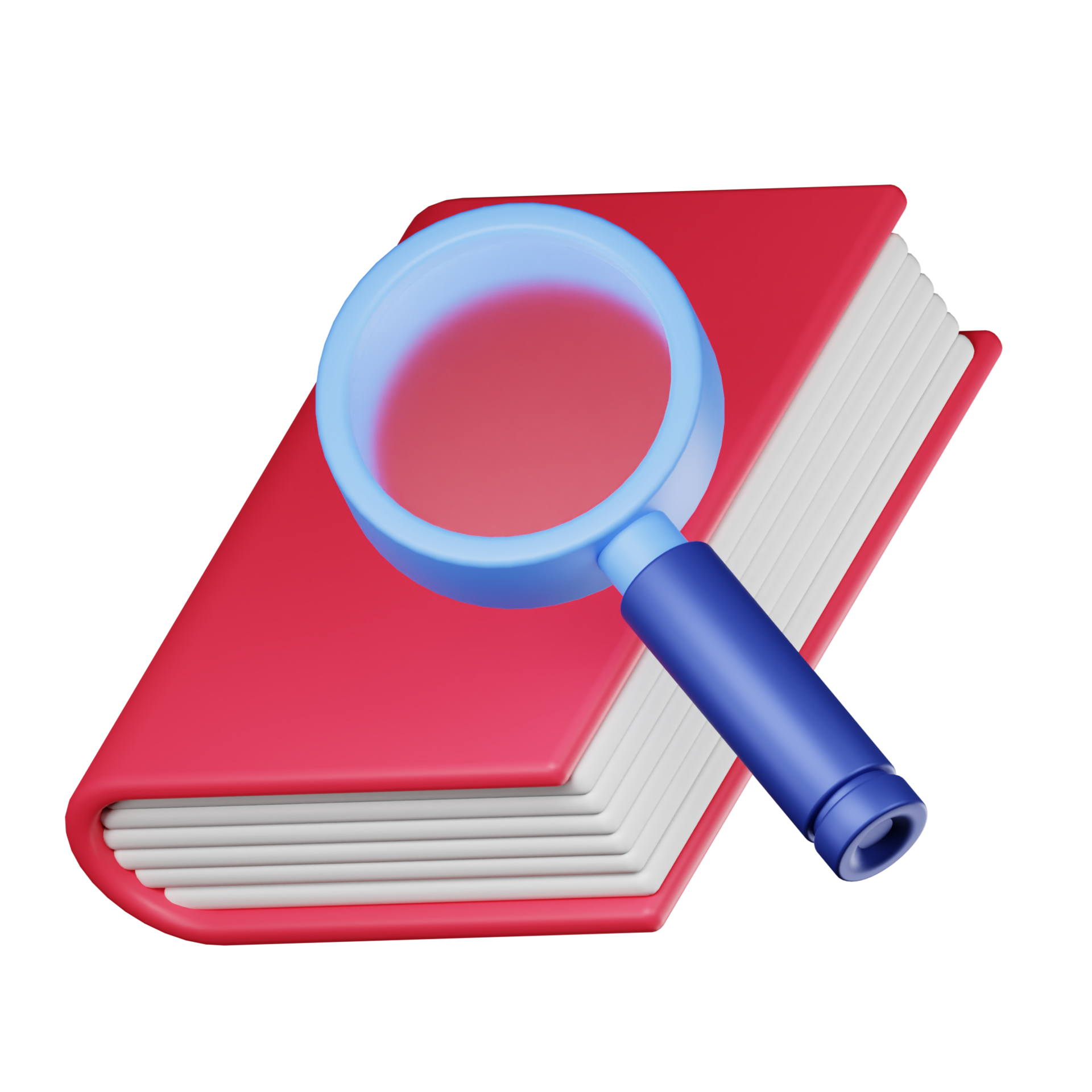 3d Book And Magnifying Glass Illustration 14634987 PNG