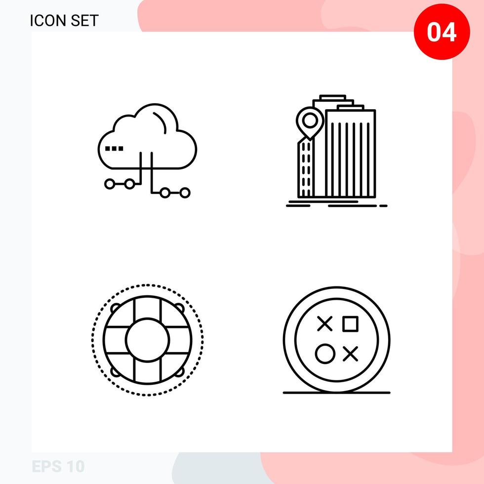 Vector Pack of 4 Icons in Line Style Creative Outline Pack isolated on ...