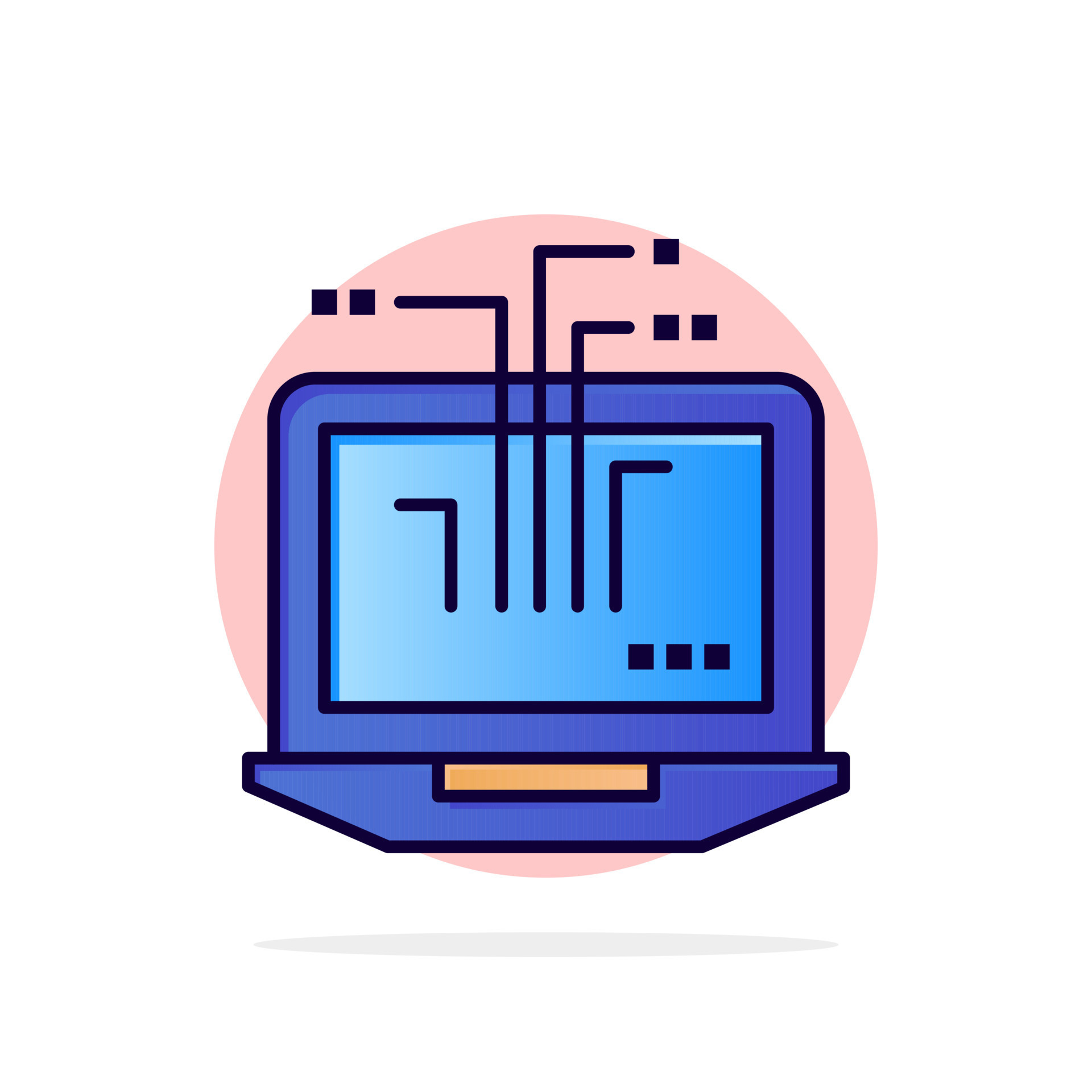 Computer Network Laptop Hardware Abstract Circle Background Flat Color