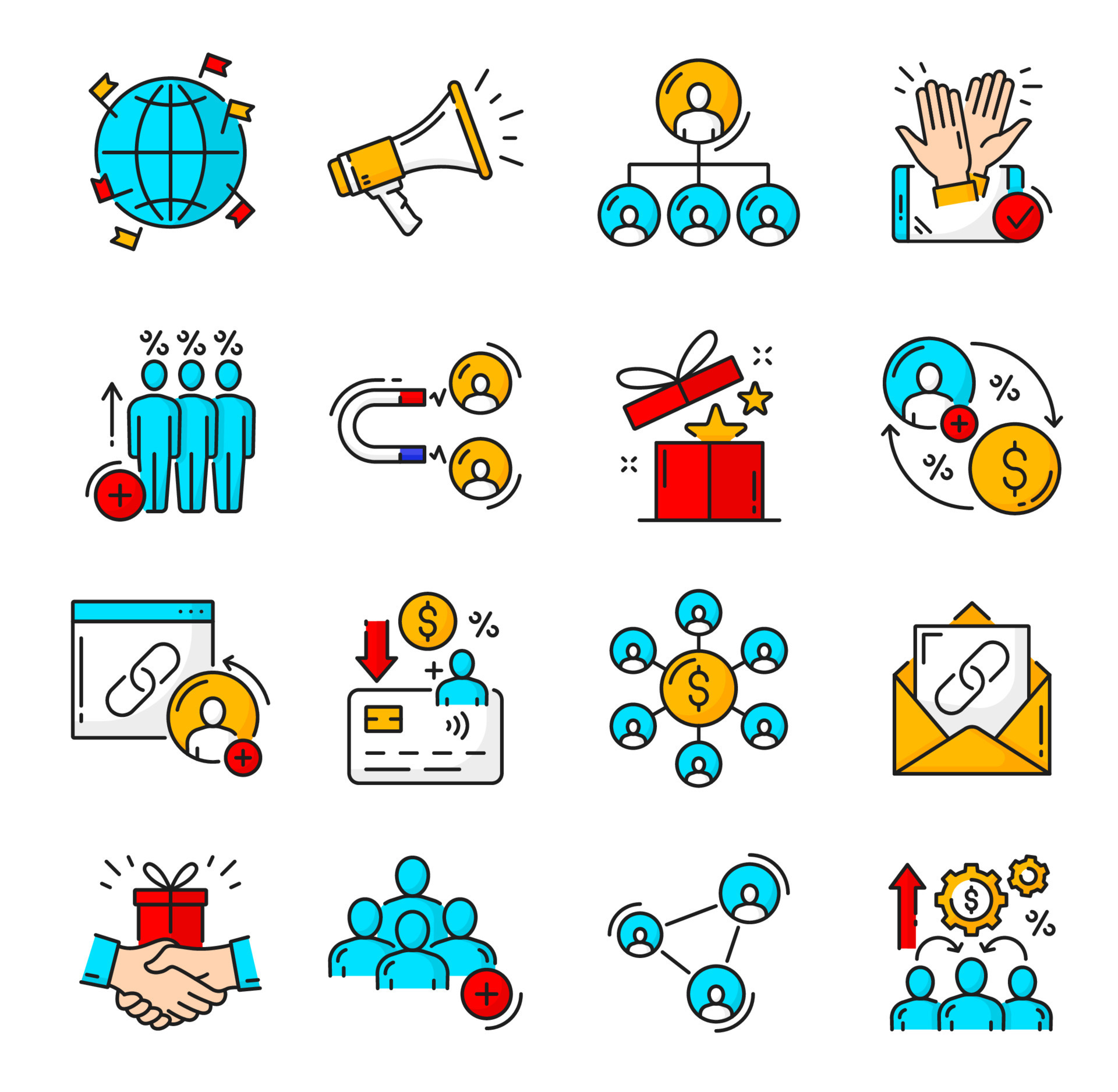 Color Affiliate And Referral Program Outline Icons 14636389 Vector Art color-affiliate-and-referral-program-outline-icons-14636389-vector-art