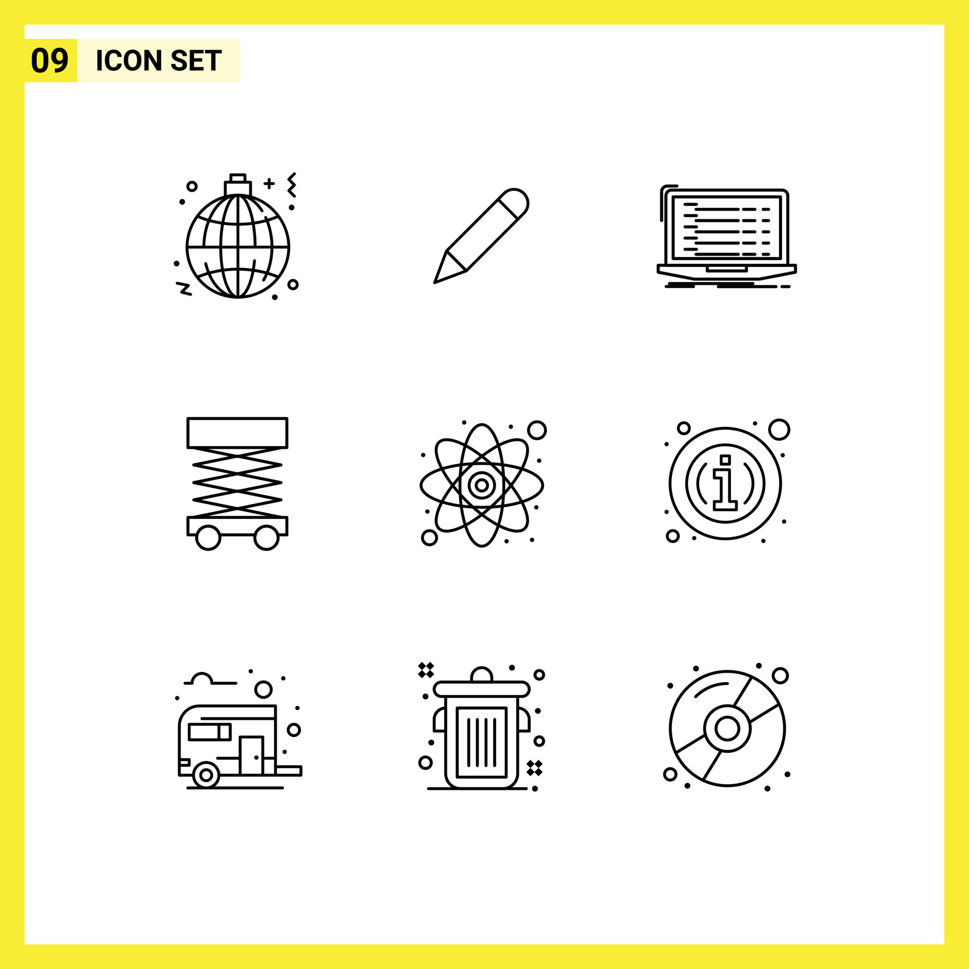 9 Universal Outline Signs Symbols Of Structure Develop Write Construction Developer Editable