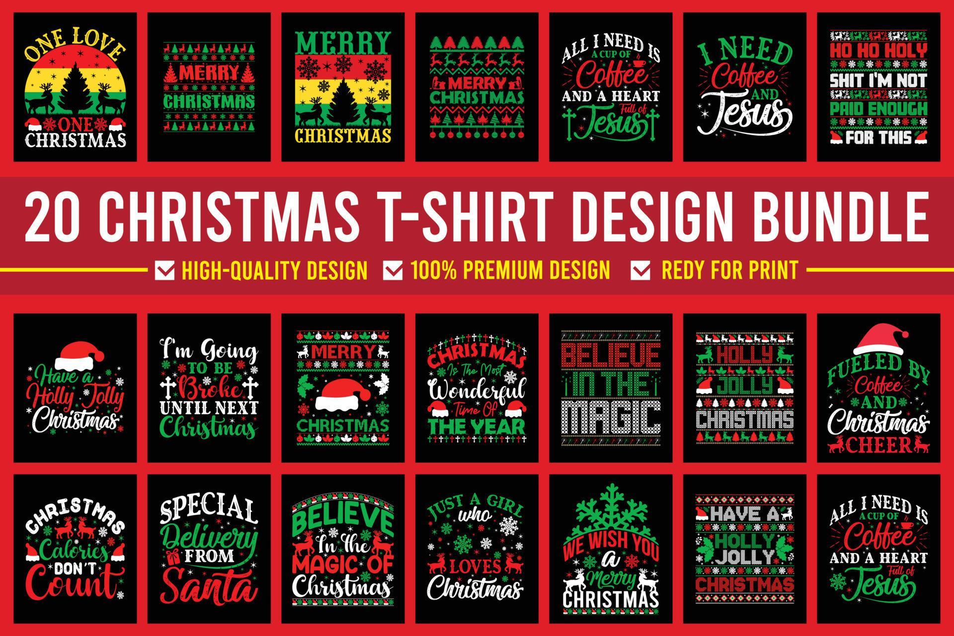 Christmas Typography T Shirt Design Bundle 14637259 Vector Art At Vecteezy