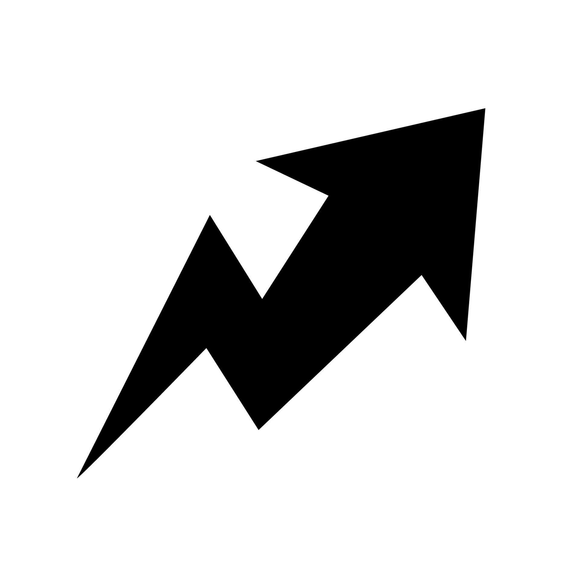 Zigzag arrow icon with a sharp end. Black arrow pointing upwards. Up direction indicator. Vector ...