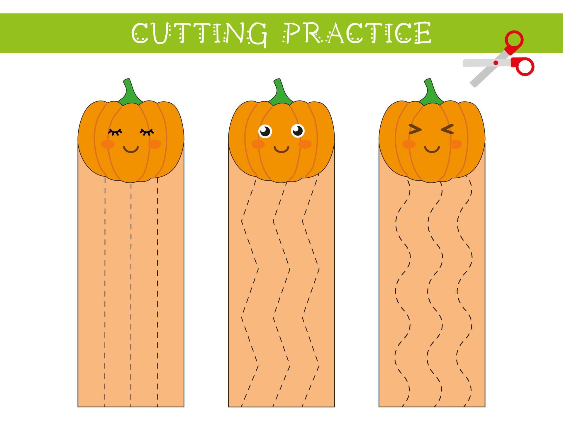 Cutting practice activity for kids. Preschool educational game. Fine ...