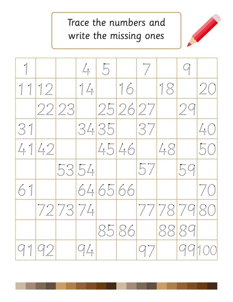 Math worksheet for kids. Tracing practice activity. Numbers for kids ...