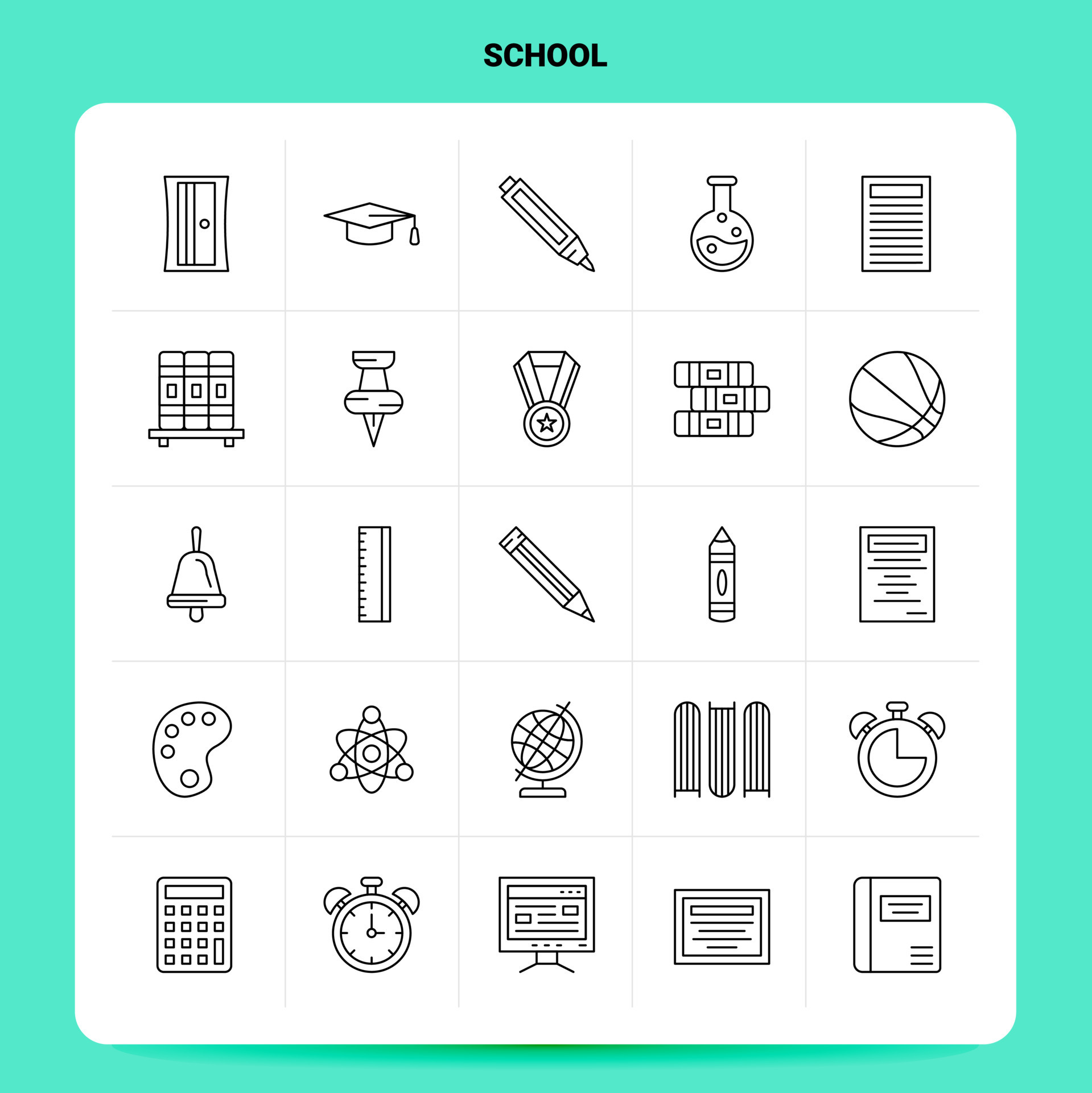 Outline 25 School Icon Set Vector Line Style Design Black Icons Set Linear Pictogram Pack Web