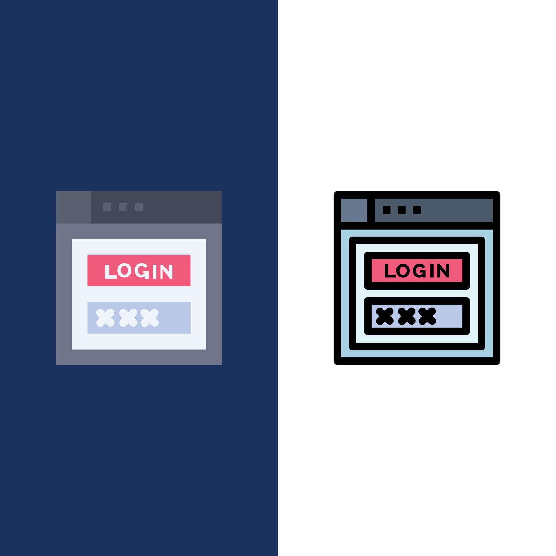 Internet Password Shield Web Security Icons Flat And Line Filled Icon Set Vector Blue Background