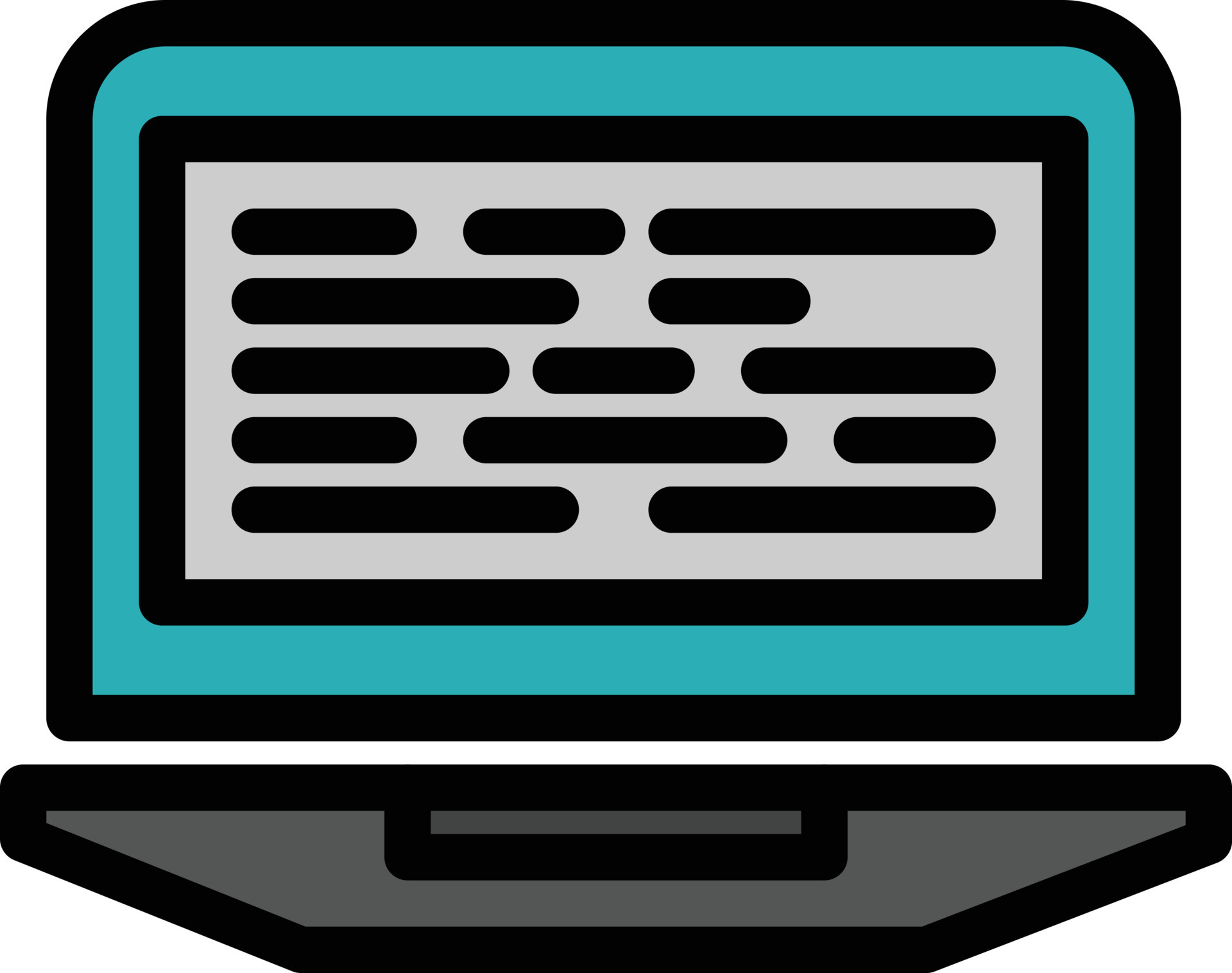 portátil codificación código pantalla computadora color plano icono vector icono banner ...