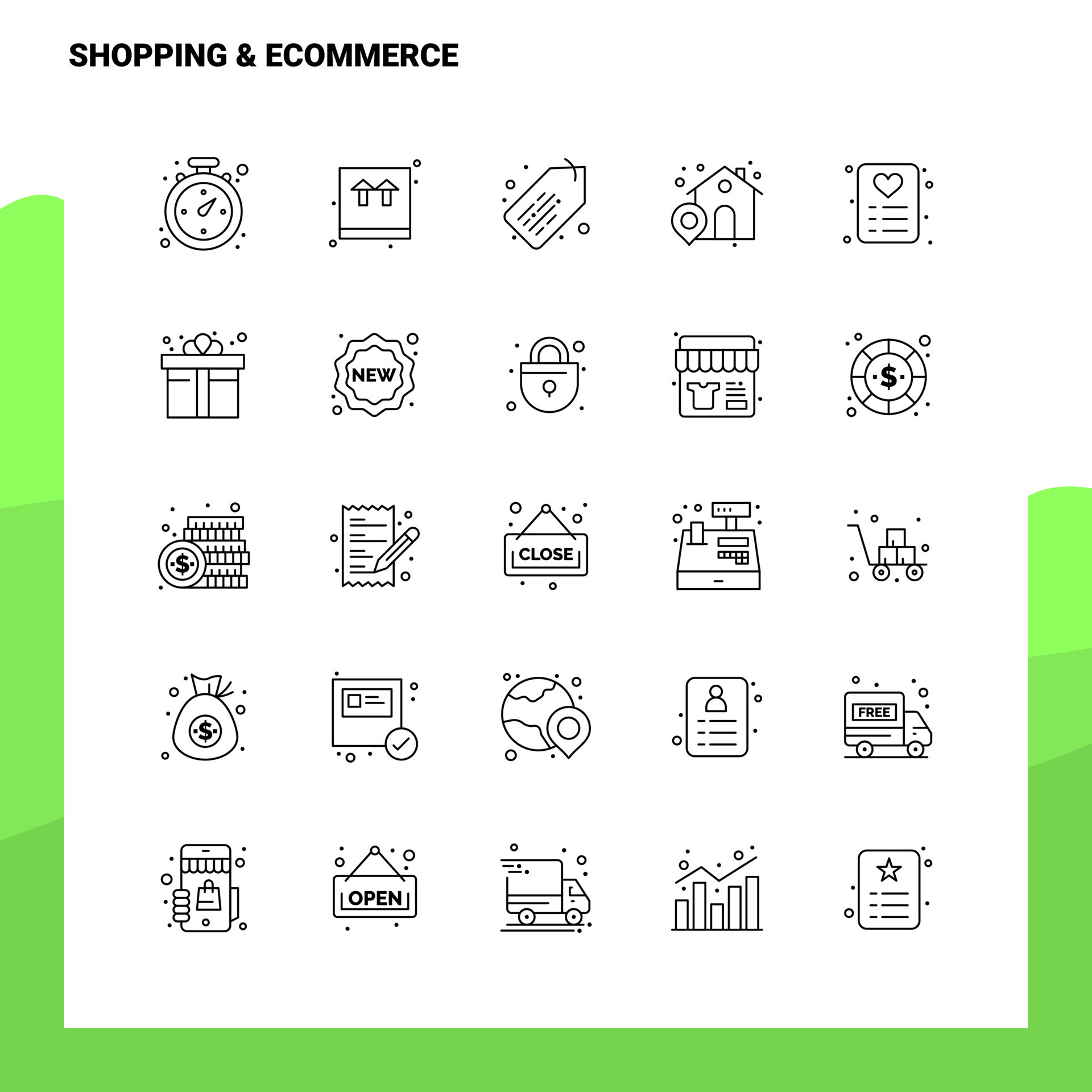 Set Of Shopping Ecommerce Line Icon Set 25 Icons Vector Minimalism Style Design Black Icons Set