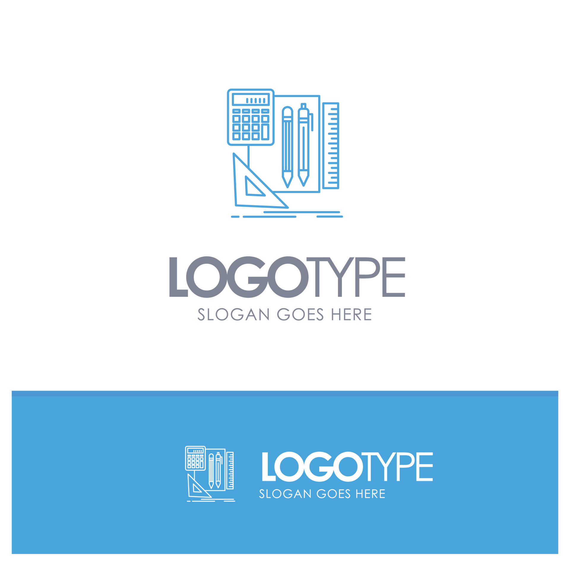 Stationary Book Calculator Pen Blue Outline Logo With Place For Tagline 14648201 Vector Art At