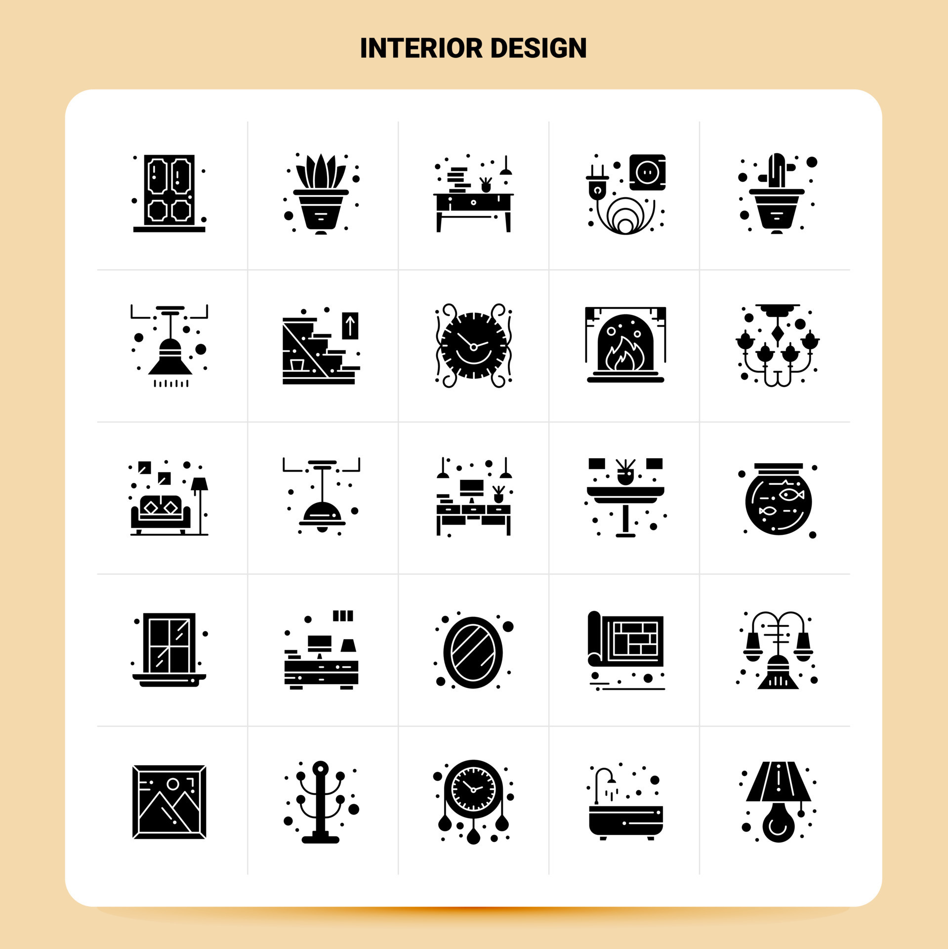 Solid 25 Interior Design Icon Set Vector Glyph Style Design Black Icons Set Web And Mobile