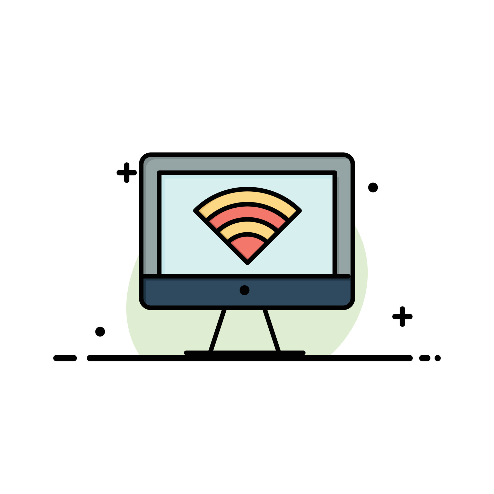 Computer Monitor Wifi Signal Business Flat Line Filled Icon Vector Banner Template 14656997