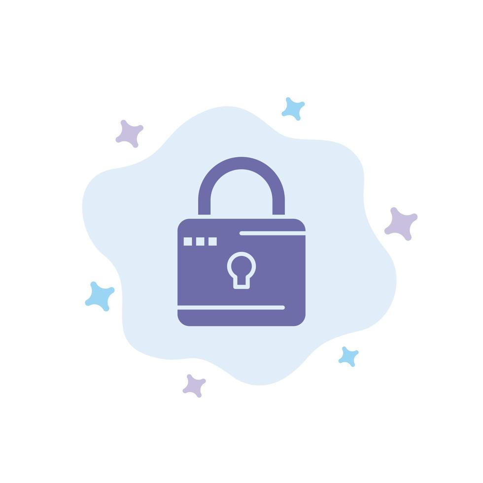 Lock Computing Locked Security Blue Icon On Abstract Cloud Background