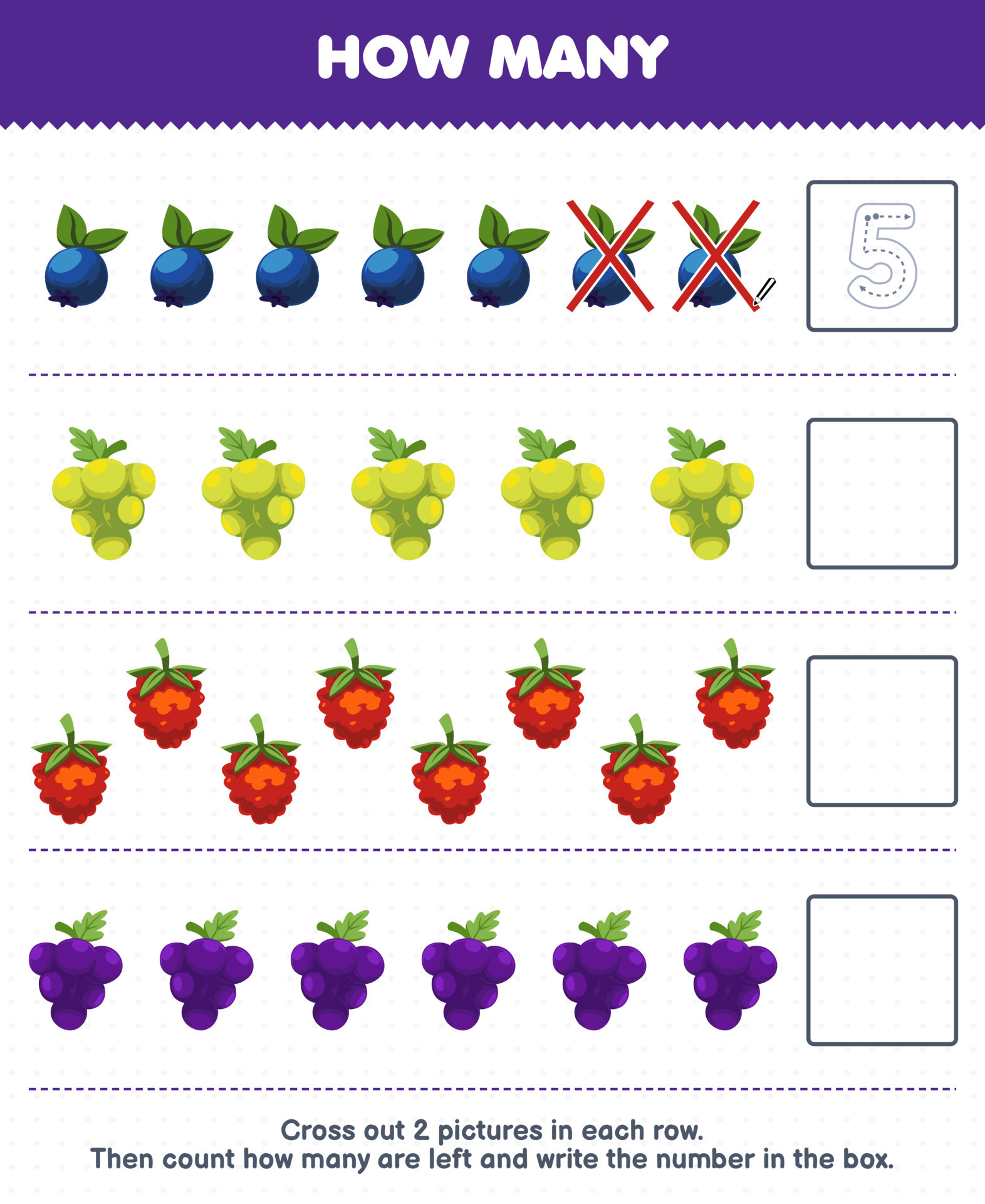 Education game for children count how many cartoon blueberry grape ...