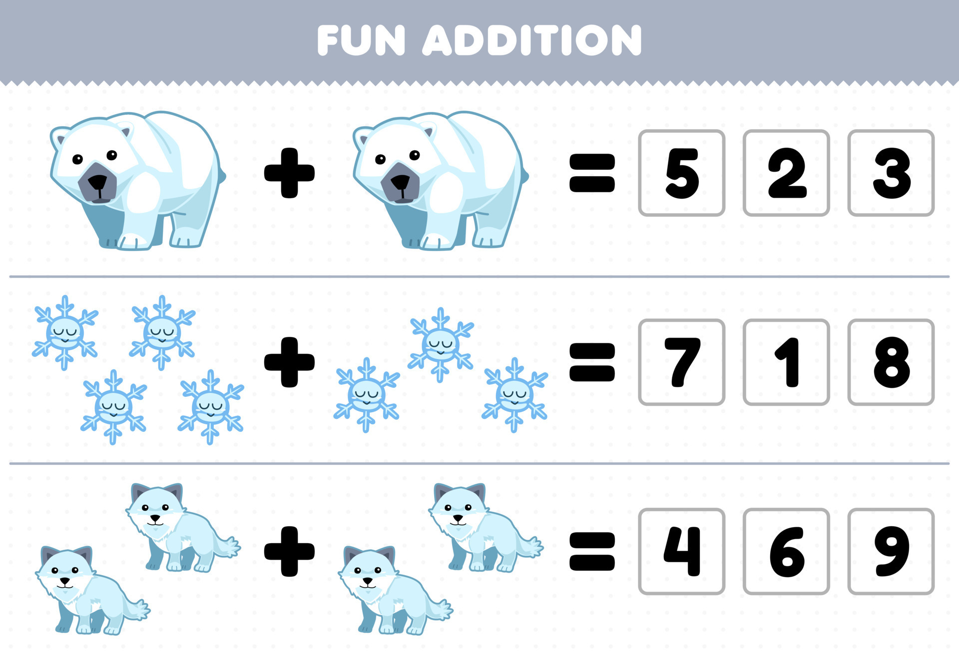 Education game for children fun addition by guess the correct number of ...