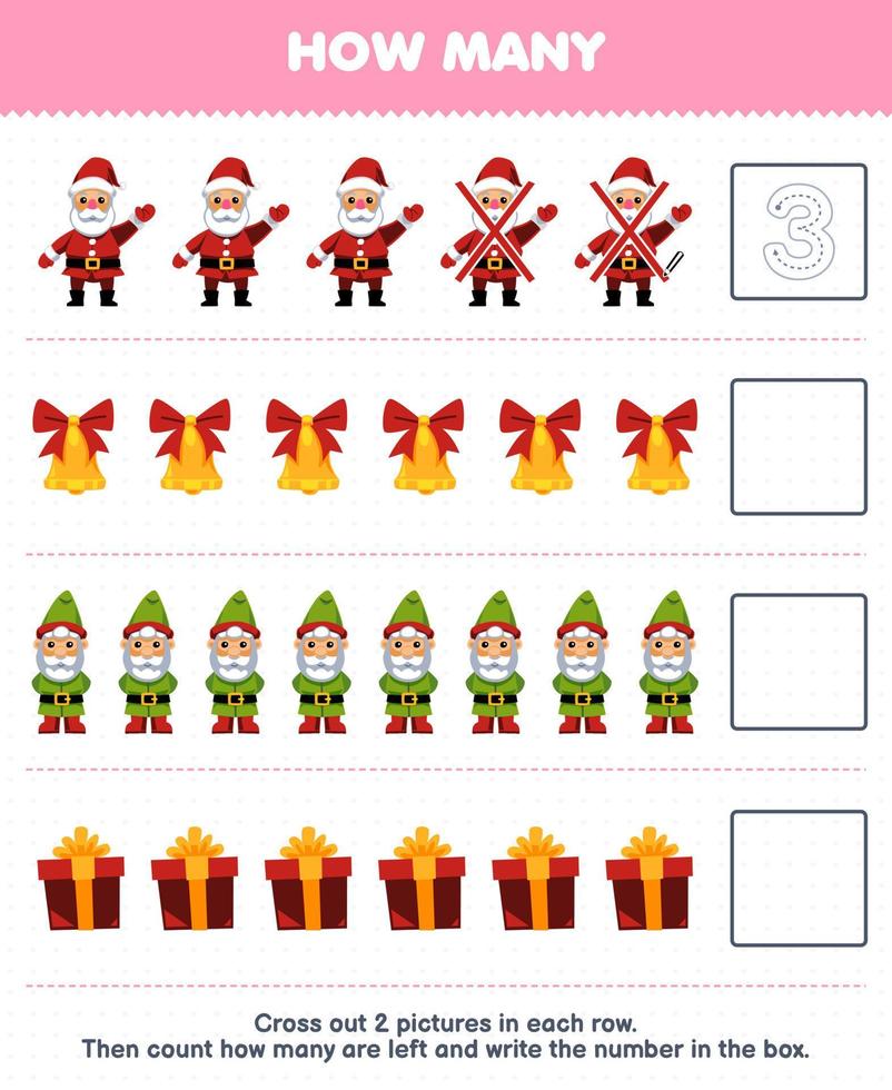 Education game for children count how many cute cartoon santa bell ...