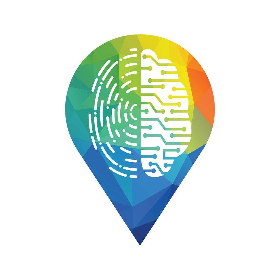 Vector Logo Icon With Brain And Fingerprint Digital Brain Plus